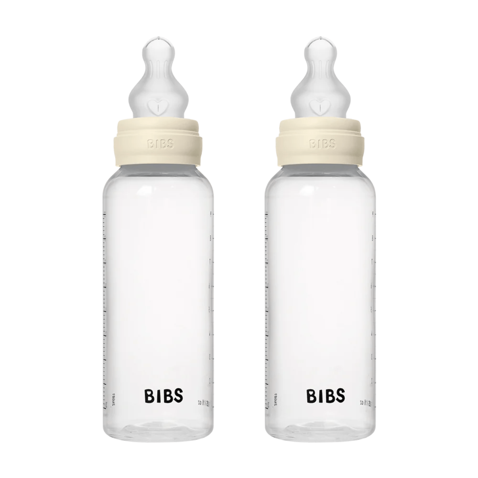 BIBS Plastic Bottle Complete Set (2 Pack) 270ml Silicone - Ivory ...